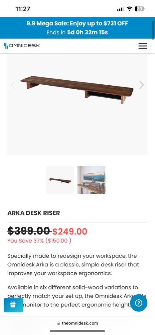 Omnidesk Arka Desk Riser, Furniture & Home Living, Furniture, Shelves ...