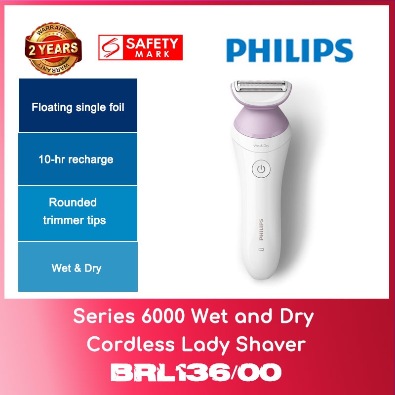 Philips BRL136/00 Series 6000 Wet and Dry Cordless Lady Shaver WITH 2 ...
