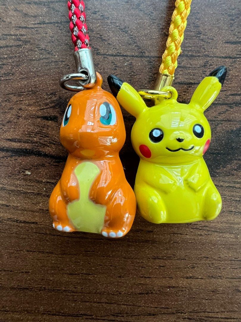 Pokemon Pikachu and Charmander Bell Keychain/ Phone Strap, Hobbies ...