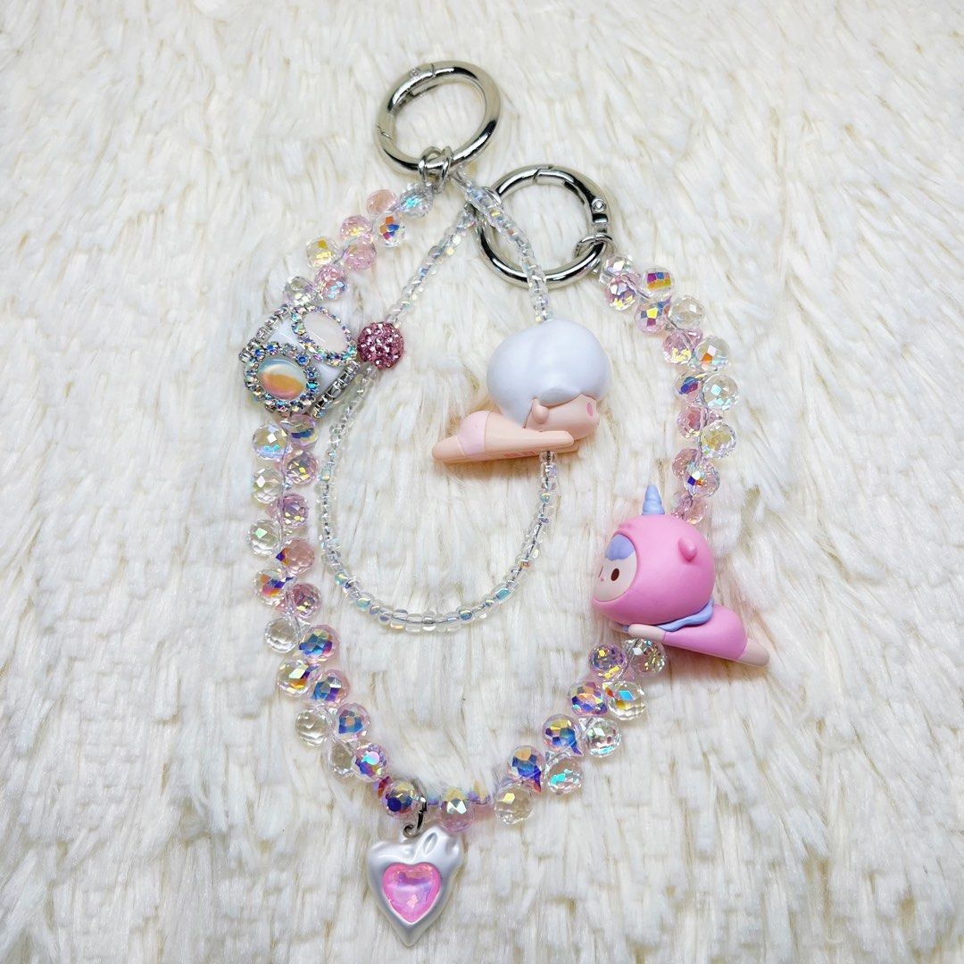 Popmart Dimoo & Pucky Crystal Double Phone Charm, Hobbies & Toys ...