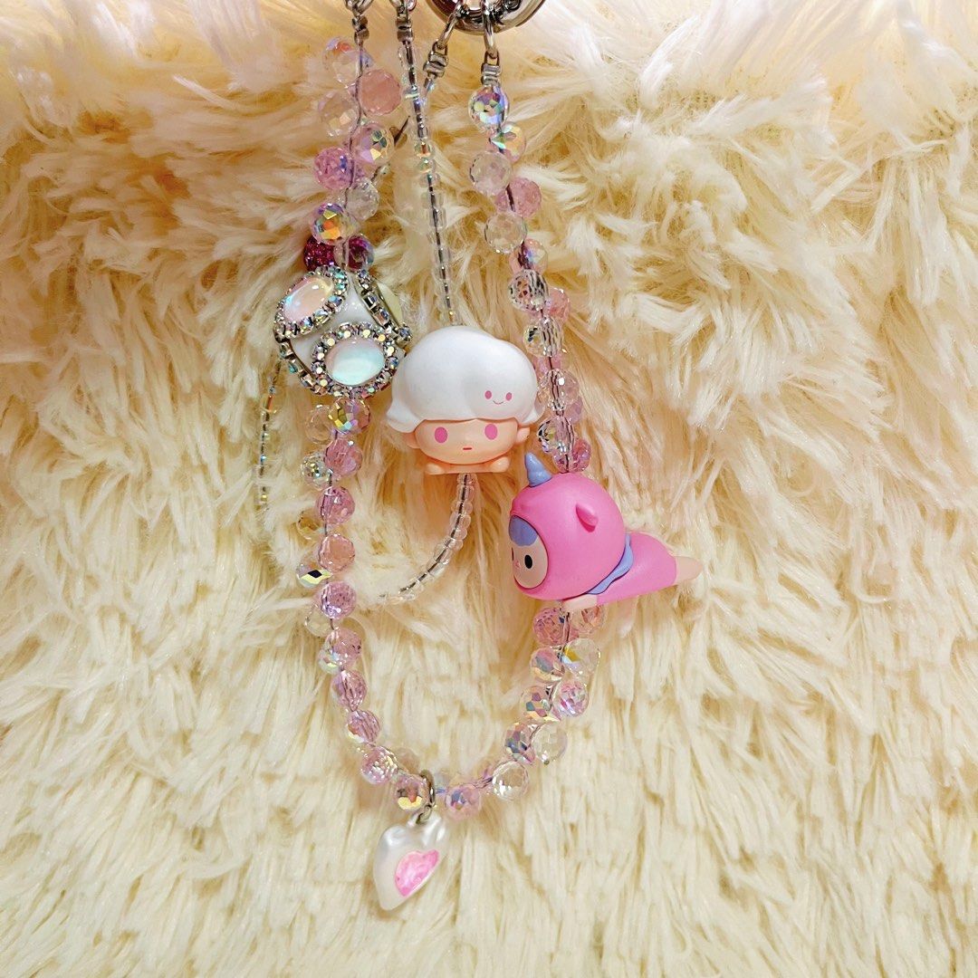 Popmart Dimoo & Pucky Crystal Double Phone Charm, Hobbies & Toys ...