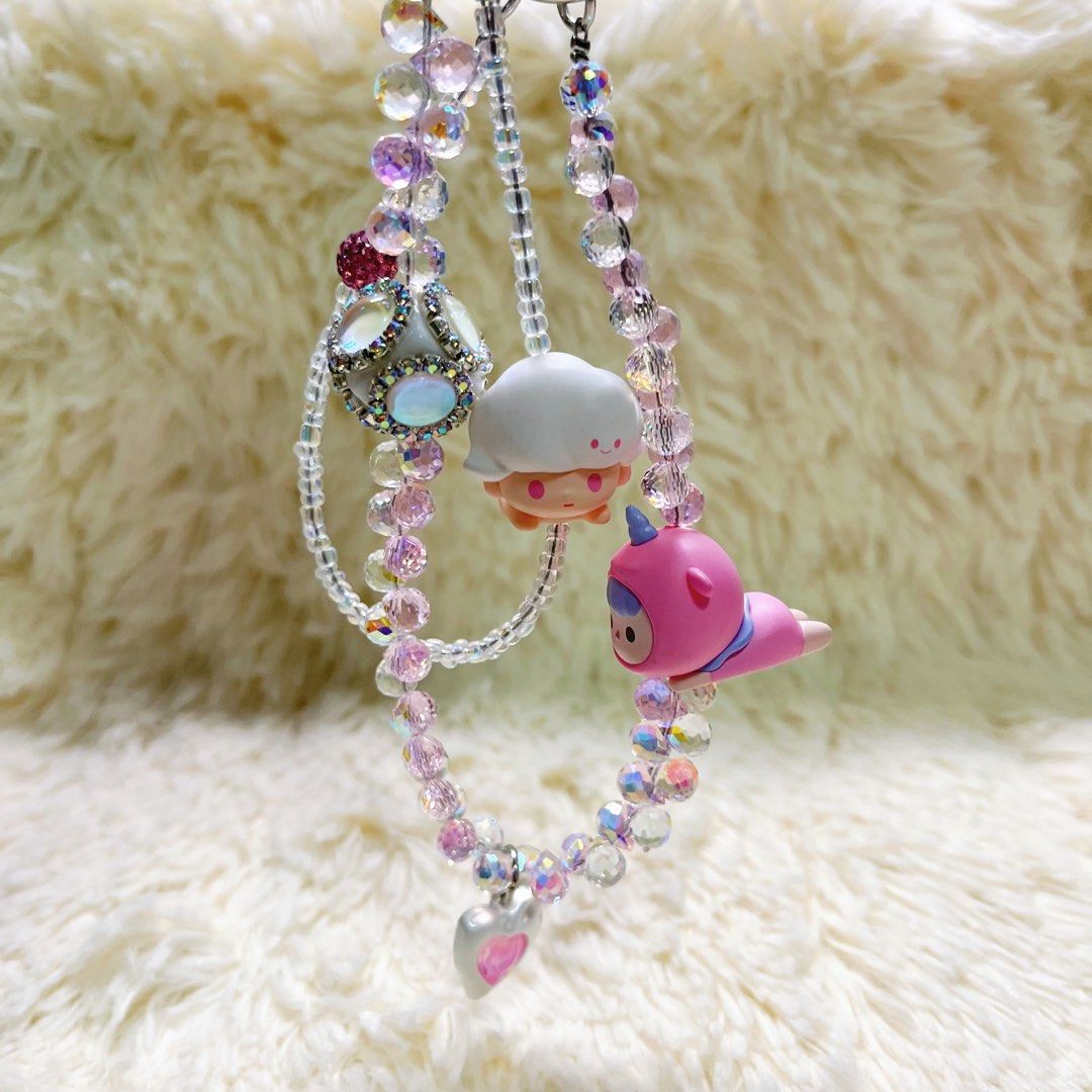 Popmart Dimoo & Pucky Crystal Double Phone Charm, Hobbies & Toys ...