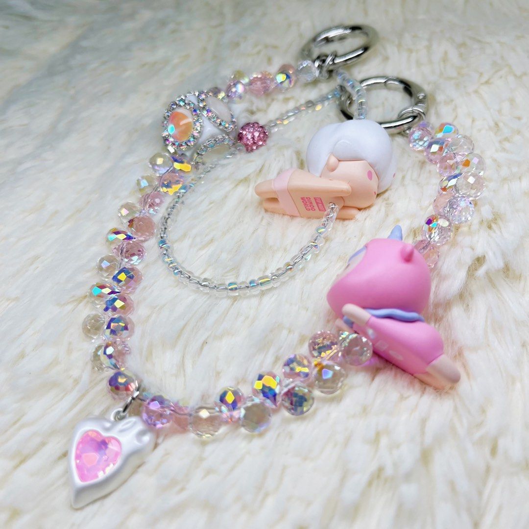 Popmart Dimoo & Pucky Crystal Double Phone Charm, Hobbies & Toys ...