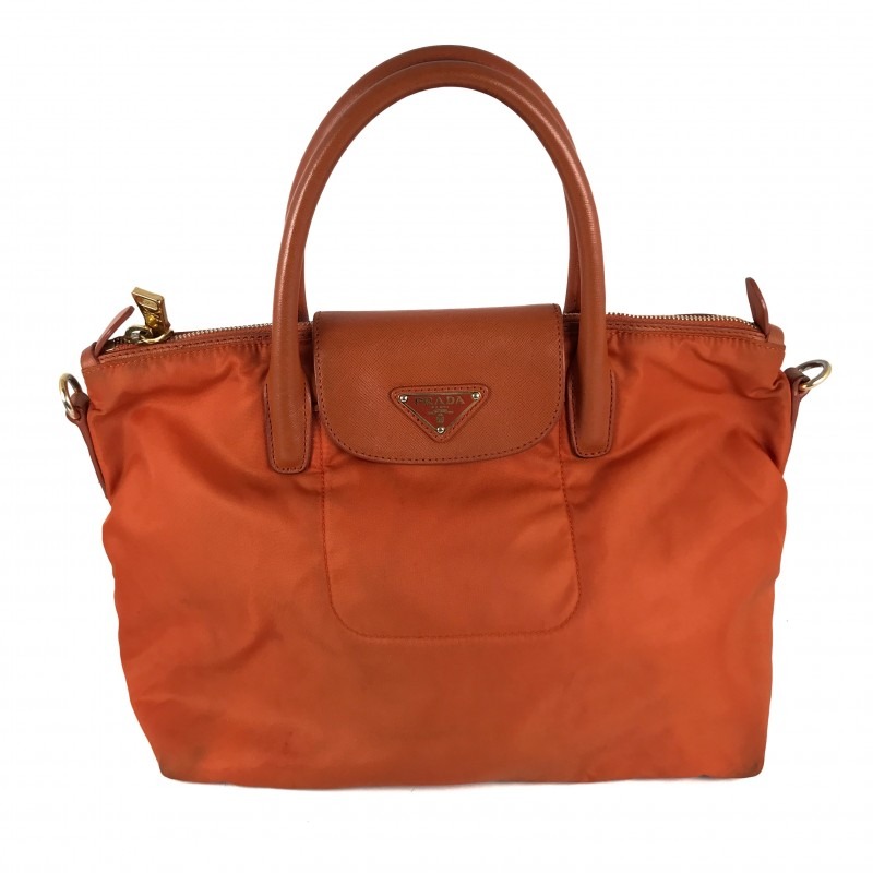 Prada Orange Nylon Tote, Luxury, Bags & Wallets on Carousell