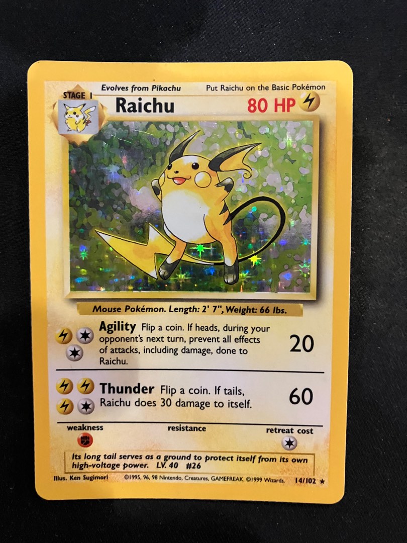 Raichu Holo Rare Base Set, Hobbies & Toys, Toys & Games on Carousell