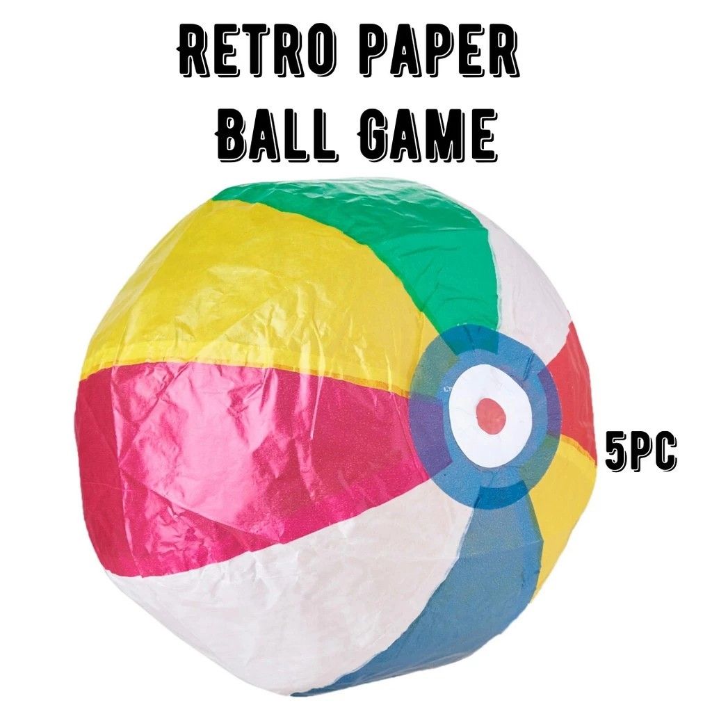 Retro paper ball game inflatable paper ball colourful old school ...