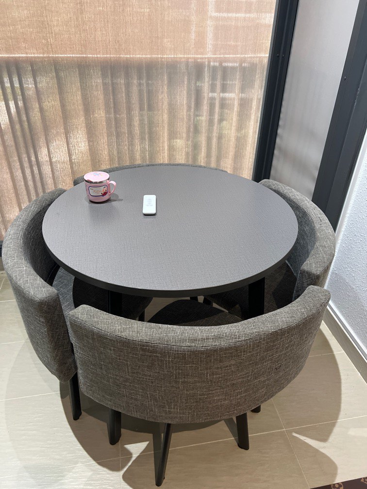 Round table with chair , Furniture & Home Living, Furniture, Tables ...