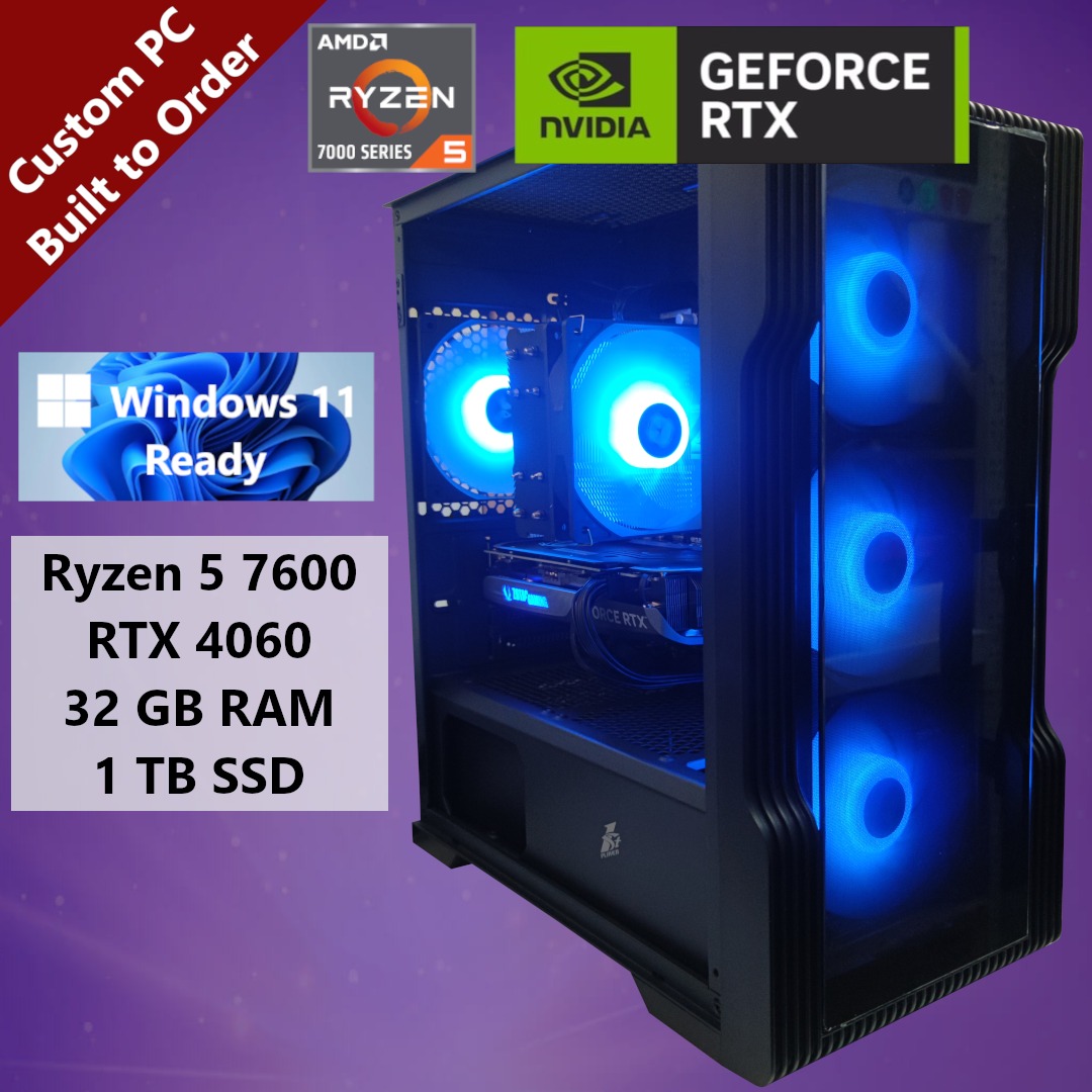 Ryzen 5 7600 RTX 4060 8GB LATEST Budget Gaming Computer PC Custom PC ...