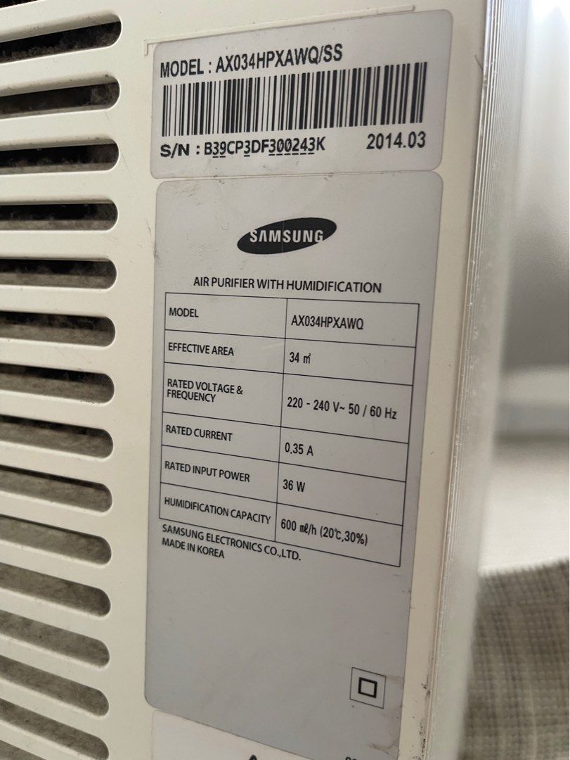 SAMSUNG AIR PURIFIER MADE IN KOREA, TV & Home Appliances, Air Purifiers ...