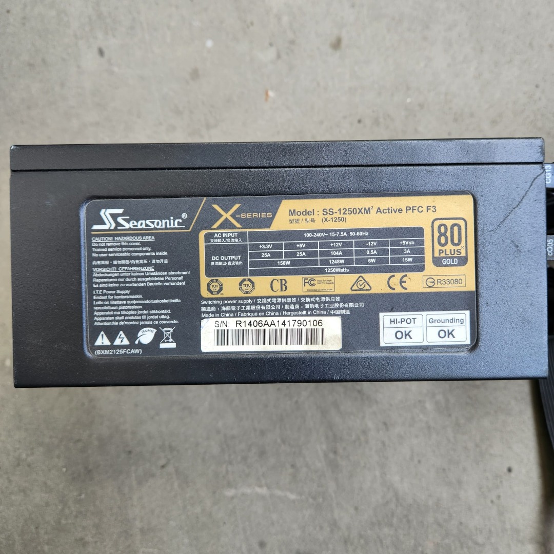 SS-1250XM2 Seasonic 1250w 80+ Gold Power Supply PSU, Computers & Tech ...