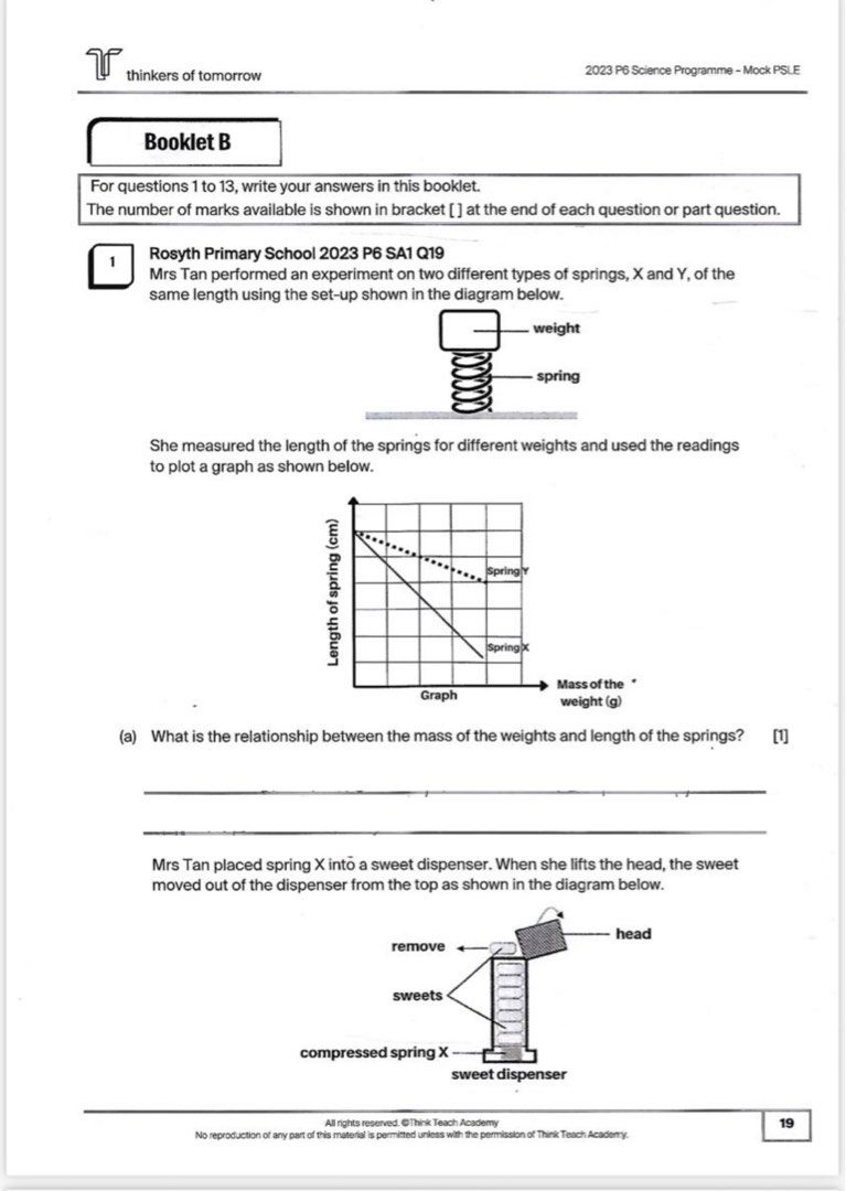 ThinkTeach PSLE Science Mock Exam 2023 (Sep) paper, Hobbies & Toys ...