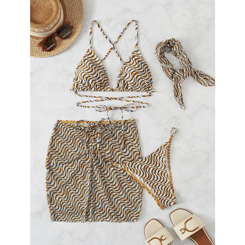 Three Piece Bikini Swimsuit Set, Women's Fashion, Swimwear, Bikinis ...