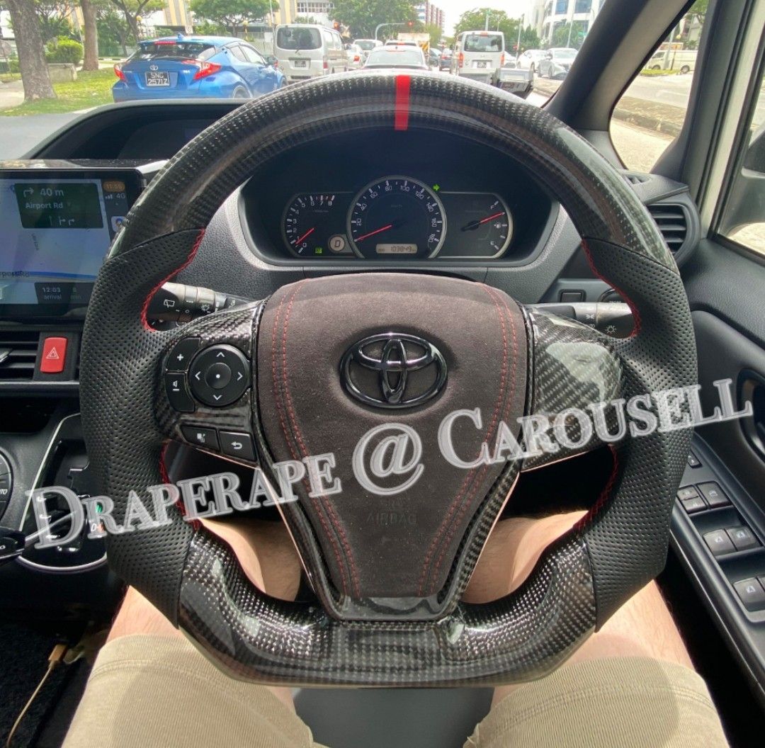 Toyota Noah Voxy R90 Forged Carbon Fiber Steering Wheel LED Carbon ...