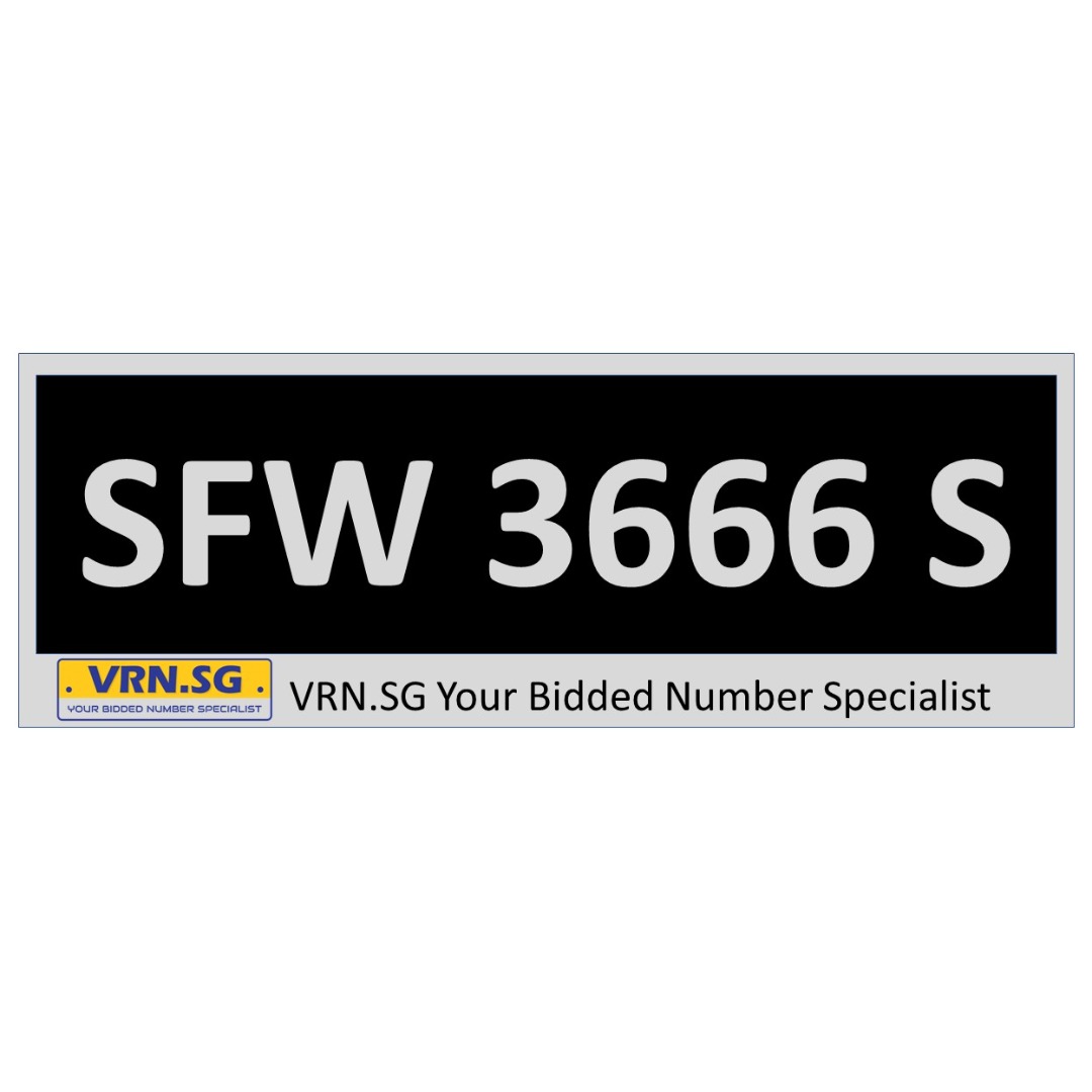 Triple "6" Car Number Plate for Sale: SFW 3666 S (SFW3666S), Car ...