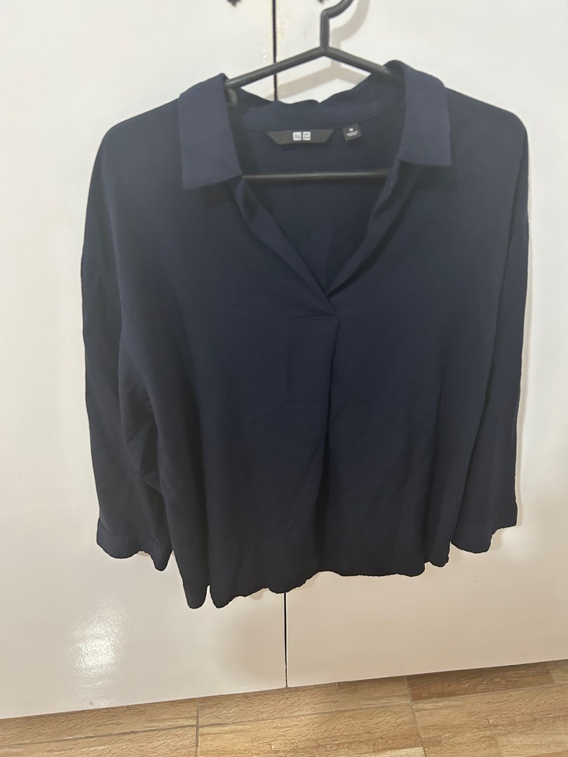 Uniqlo Navy Blue Longsleeves, Women's Fashion, Tops, Longsleeves on ...