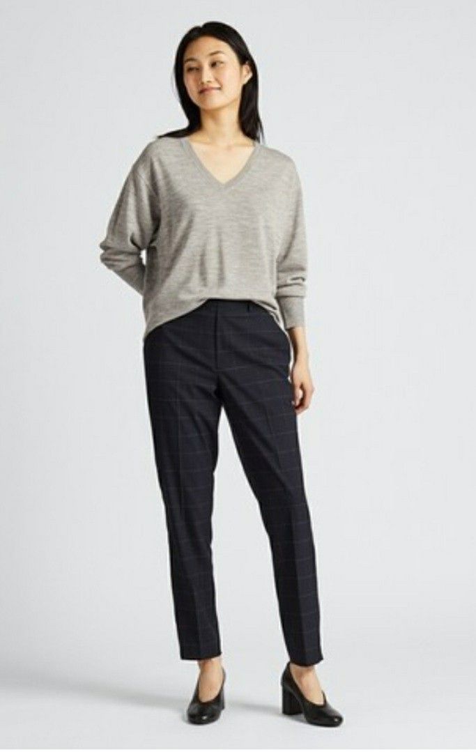 Uniqlo Women Grid Ezy Ankle Pants, Women's Fashion, Bottoms, Other ...