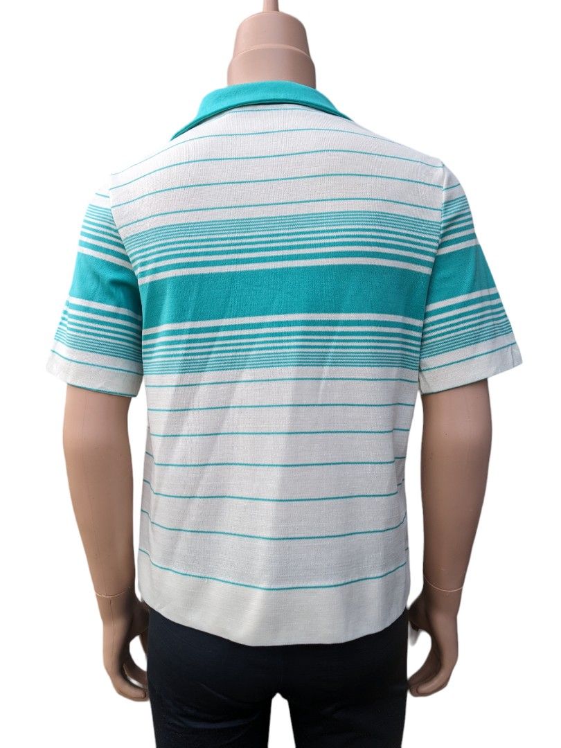 Vintage Colar Sharp Stripe Polo Shirts, Women's Fashion, Tops, Shirts ...