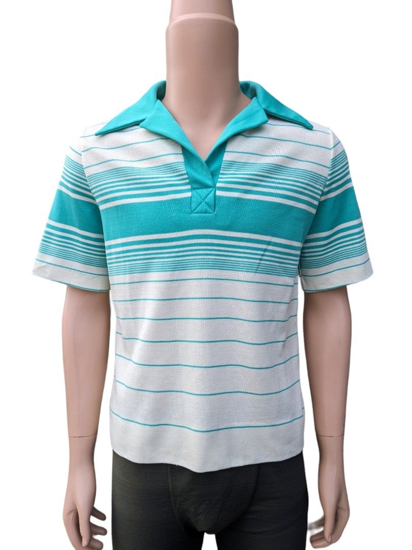 Vintage Colar Sharp Stripe Polo Shirts, Women's Fashion, Tops, Shirts ...