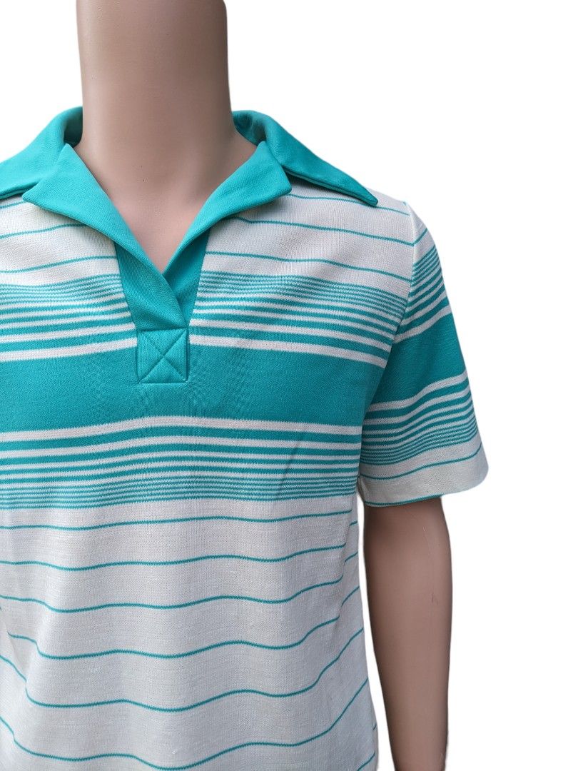 Vintage Colar Sharp Stripe Polo Shirts, Women's Fashion, Tops, Shirts ...