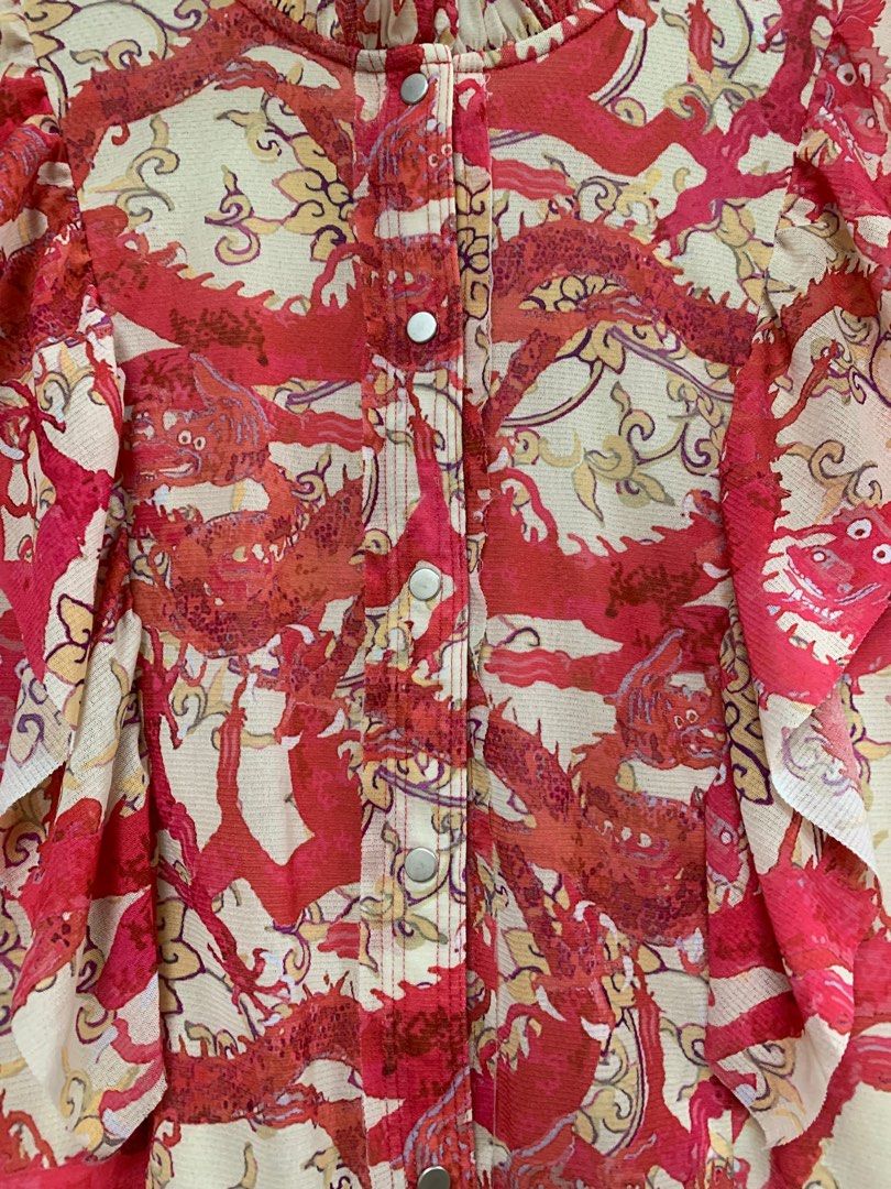 VIVIENNE TAM DRAGON ALL OVER PRINT BLOUSE, Women's Fashion, Tops ...