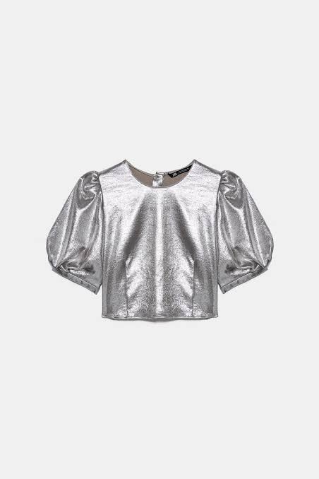 Zara Metallic Top, Women's Fashion, Tops, Blouses on Carousell