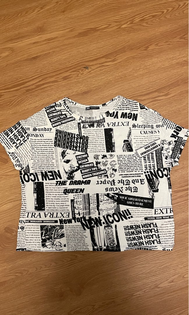 Zara news paper crop top, Women's Fashion, Muslimah Fashion, Tops on ...