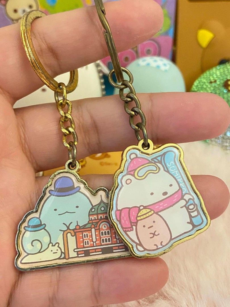2 pcs San-X Sumikko Gurashi Keychains Tokage and Shirokuma, Hobbies ...