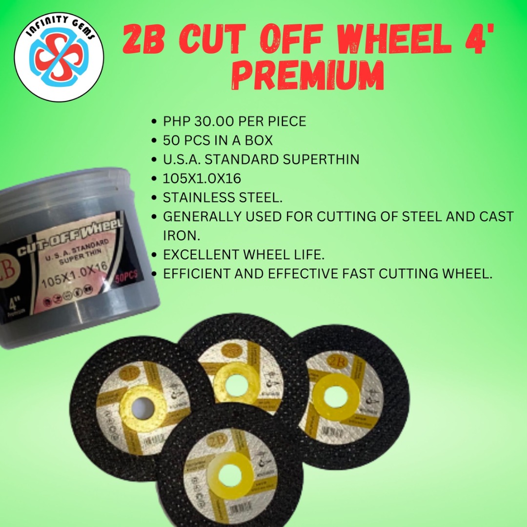 2B CUT OFF WHEEL 4' PREMIUM, Furniture & Home Living, Home Improvement ...
