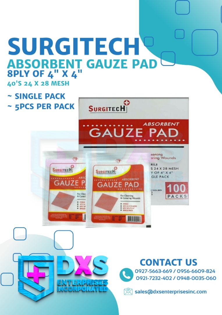 4X4 SURGITECH STERILE GAUZE PAD 100'S/BOX, Health & Nutrition, Medical ...