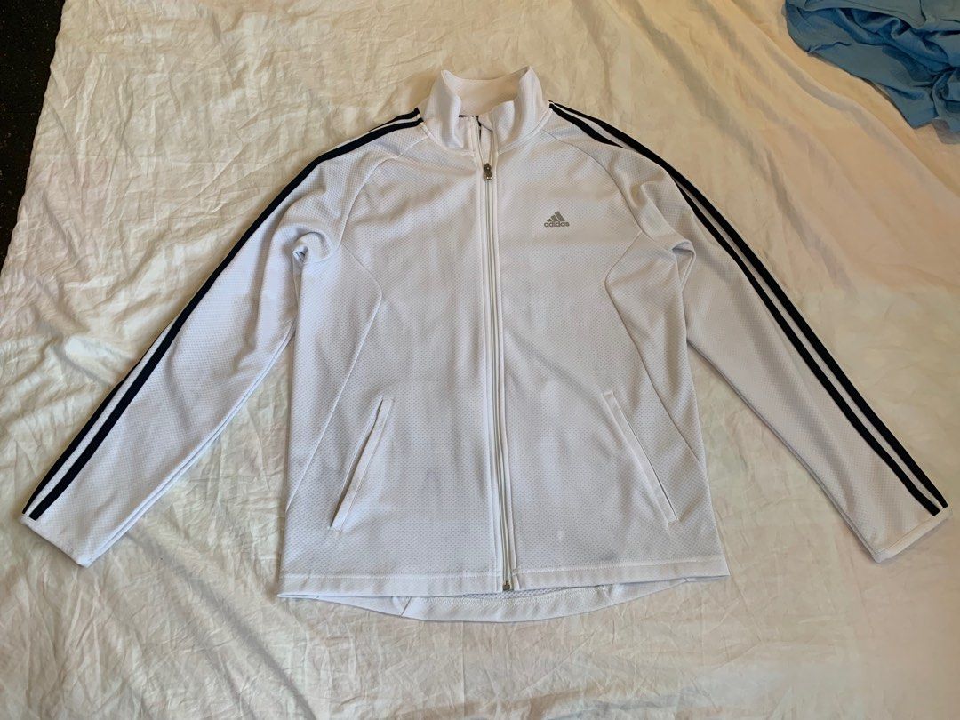 Adidas White Track Jacket, Men's Fashion, Coats, Jackets and Outerwear ...