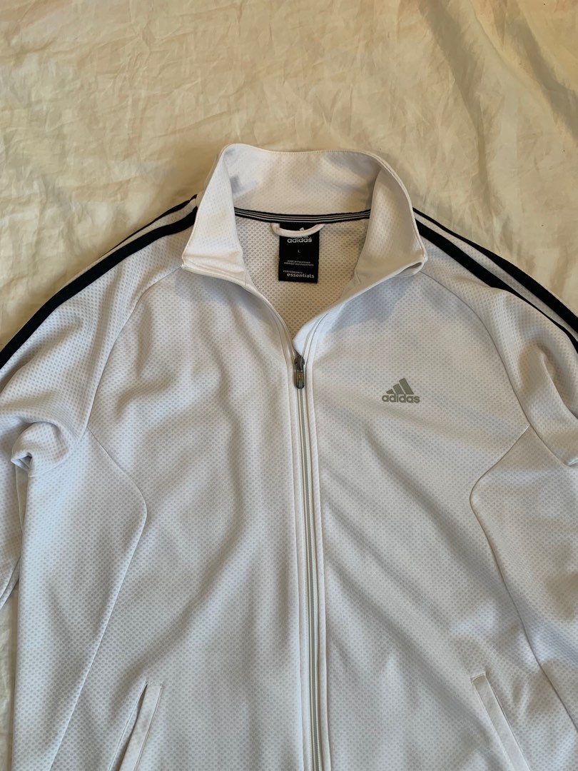 Adidas White Track Jacket, Men's Fashion, Coats, Jackets and Outerwear ...