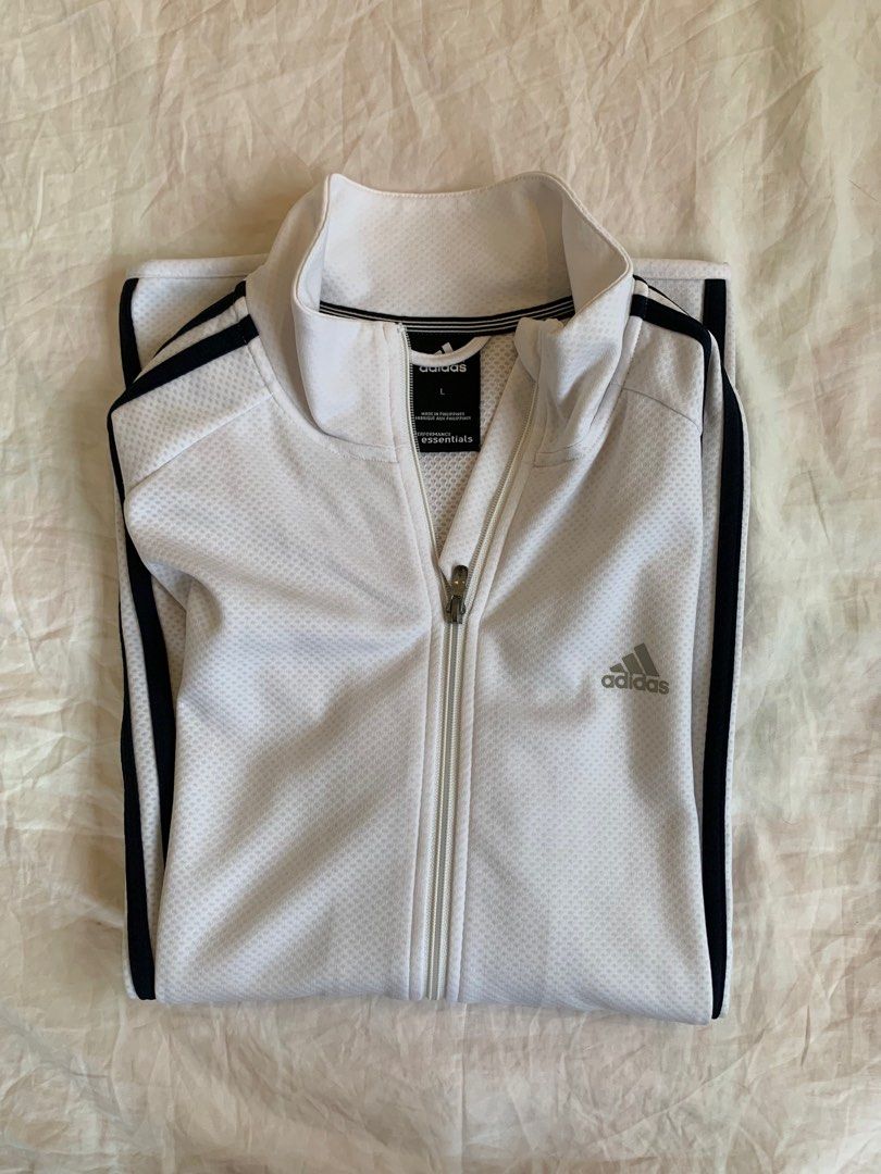 Adidas White Track Jacket, Men's Fashion, Coats, Jackets and Outerwear ...