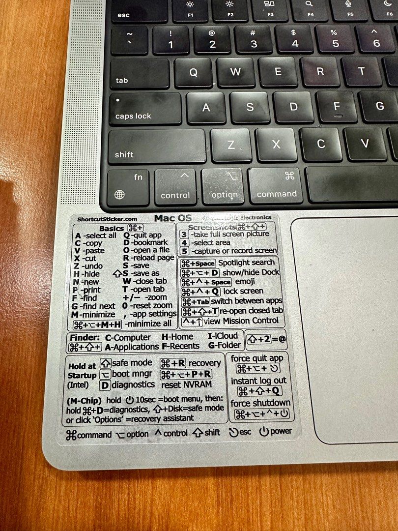 Apple Mac OS Keyboard Shortcuts Clear Sticker, Computers & Tech, Parts ...