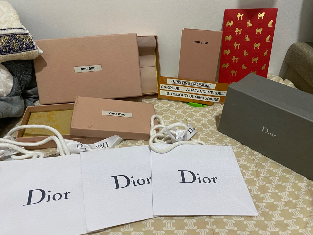 Authentic paper bags and boxes miu miu dior, Luxury, Bags & Wallets on ...
