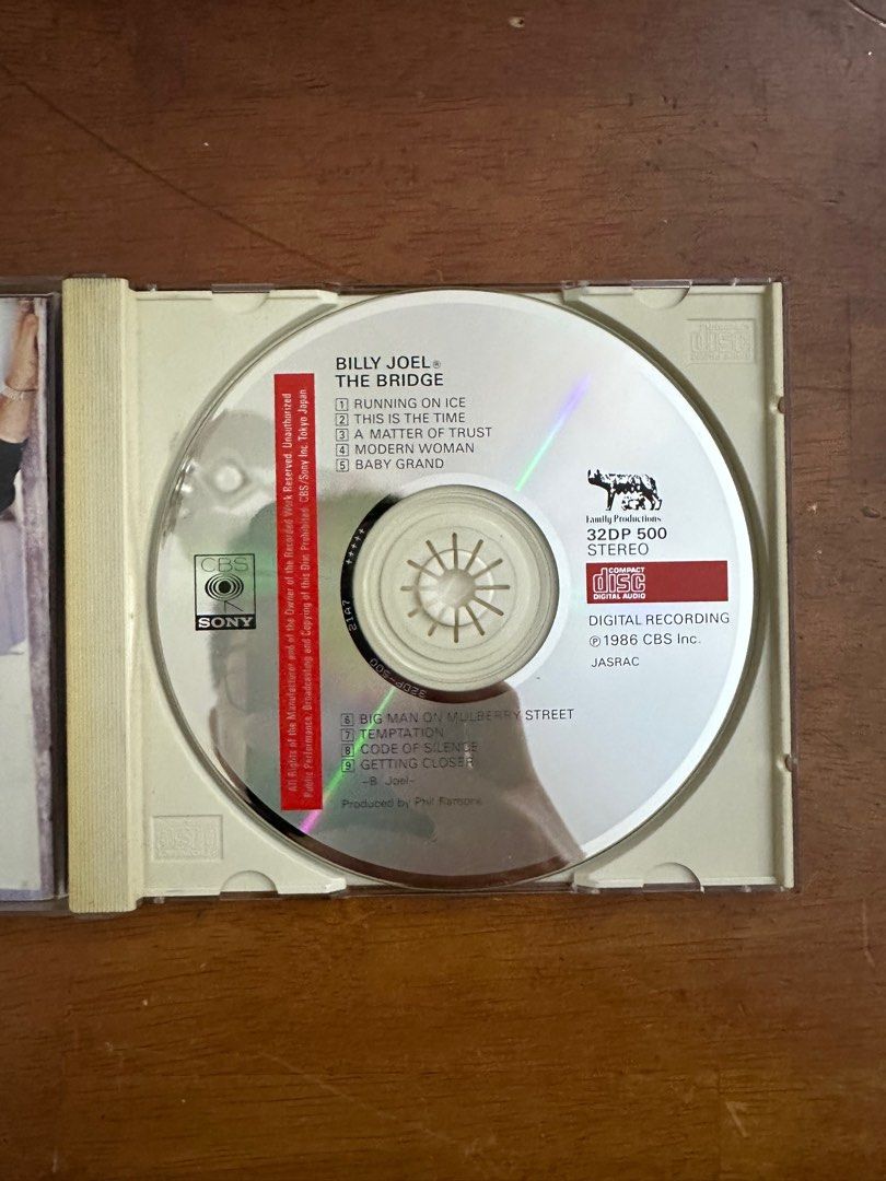 Billy Joel - The Bridge CD (Original First Pressed, Japan, 1986), Hobbies & Toys, Music & Media ...