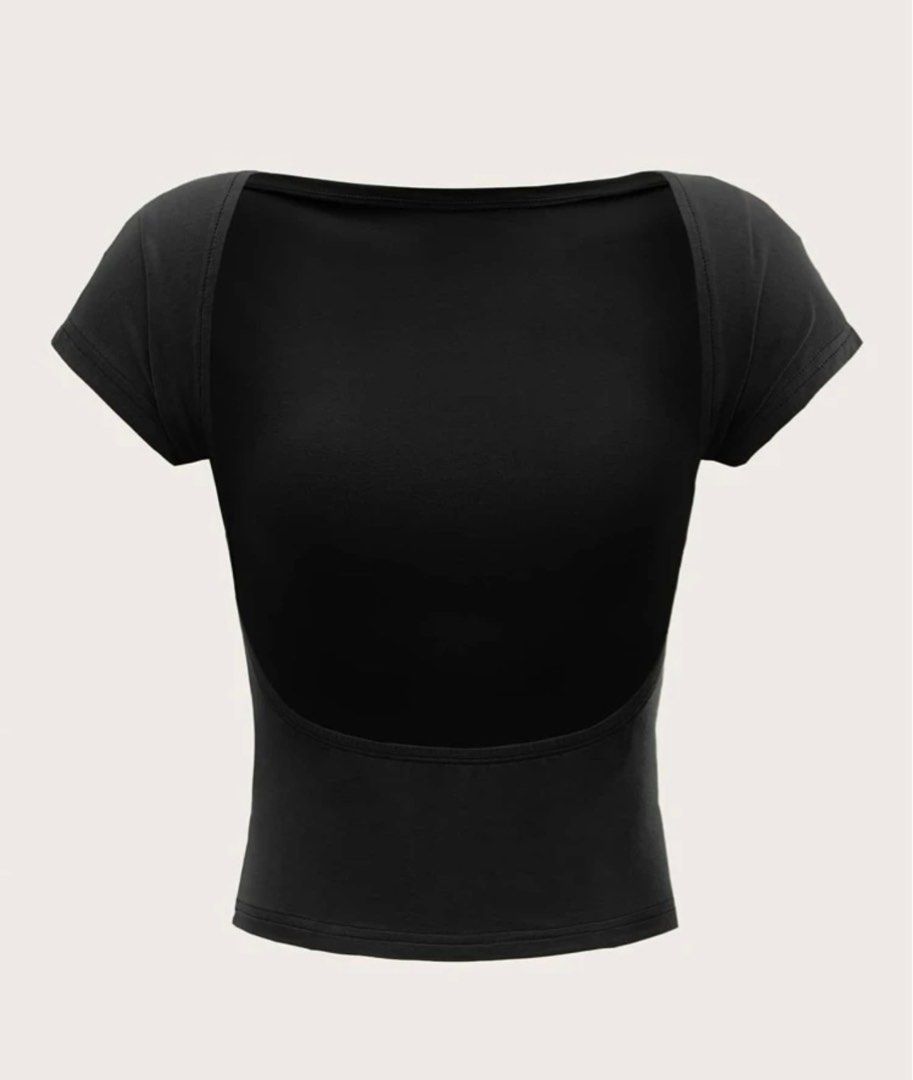Black Backless Crop Top Womens Fashion Tops Blouses On Carousell