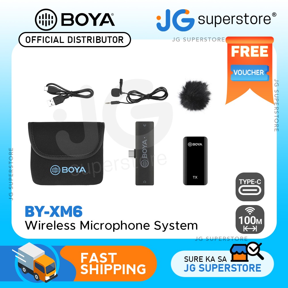 Boya BY-XM6 2.4GHz Dual-Channel Wireless Microphone System with USB ...