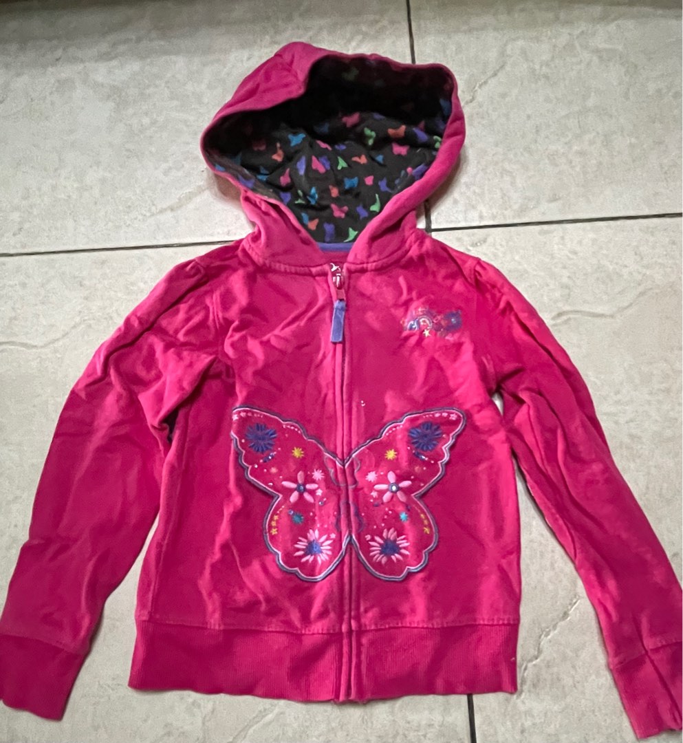 Butterfly Girl Pink Hoodie jacket for girls ages 5 to 6 years old, with ...