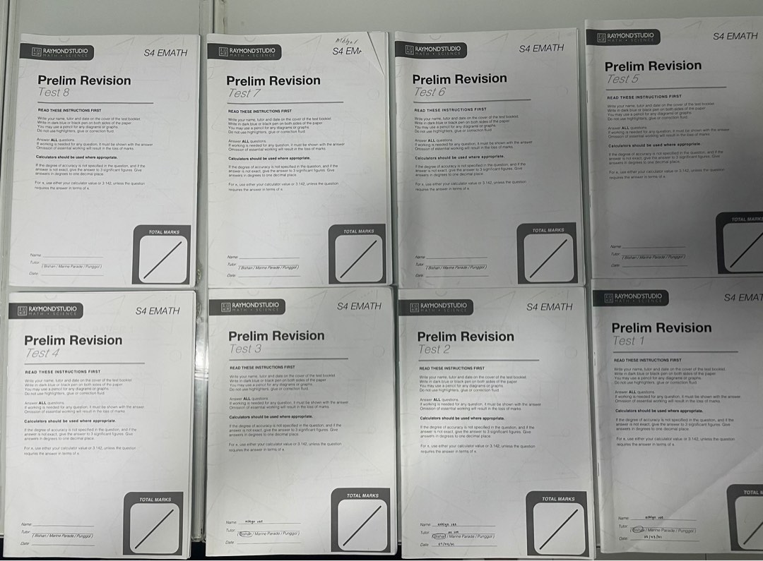 (BUY ALL 16 FOR $55) RMSS Sec 4/O Level EMATH Prelim Papers, Hobbies ...
