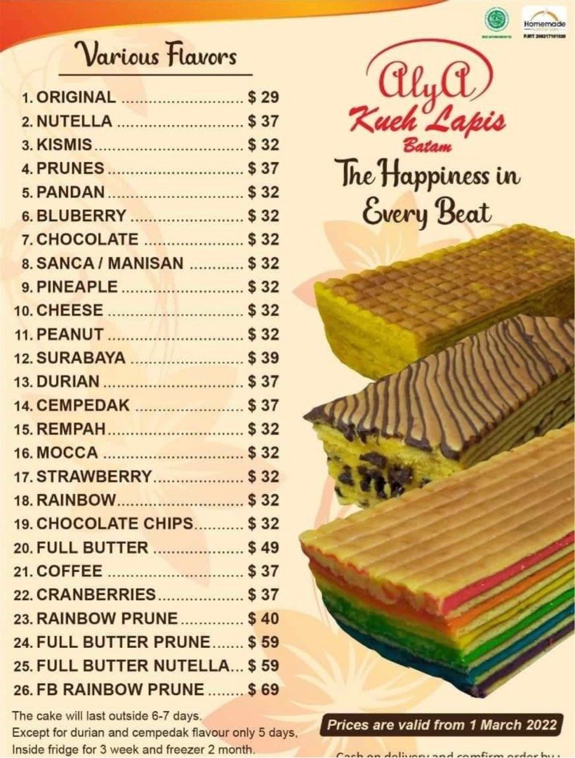 Cake lapis batam, Food & Drinks, Homemade Bakes on Carousell