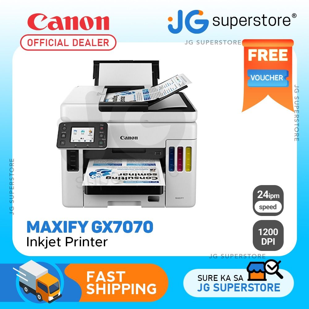 Canon MAXIFY GX7070 Refillable Wireless Inkjet Printer with 600x1200DPI ...