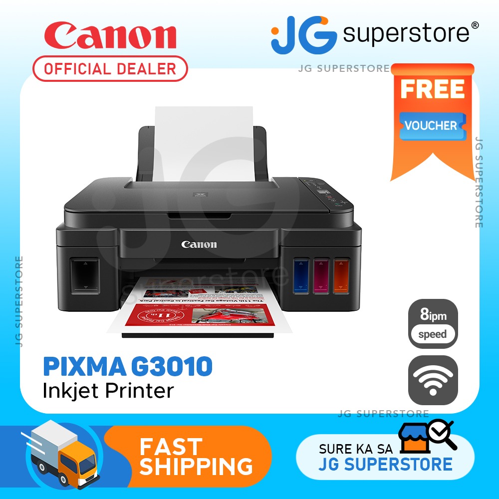 Canon PIXMA G3010 3-in-1 Refillable Inkjet Printer with Print, Scan and ...