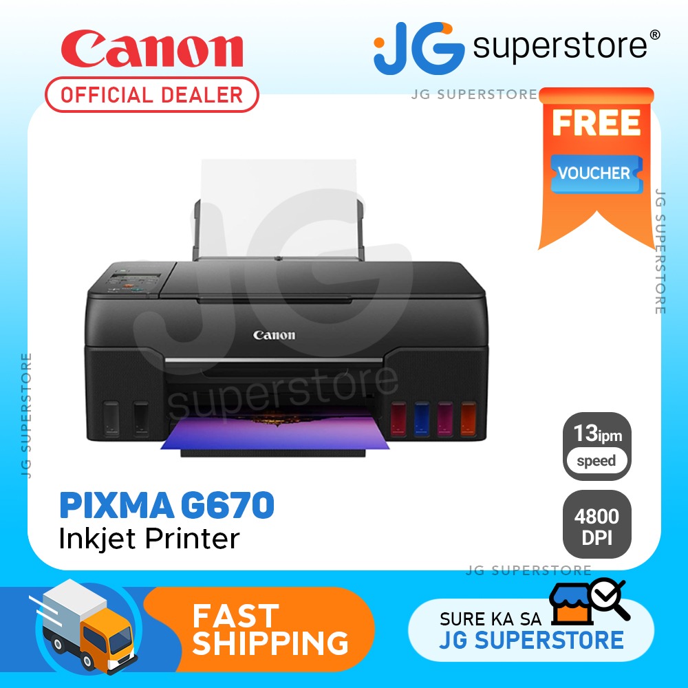 Canon PIXMA G670 Wireless Refillable All-In-One Inkjet Printer with ...