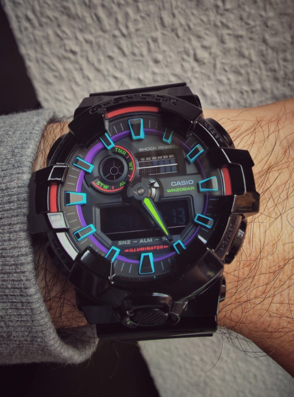 Casio G-Shock GA-700RGB-1A Virtual Rainbow Gamer Black Resin Analog ...