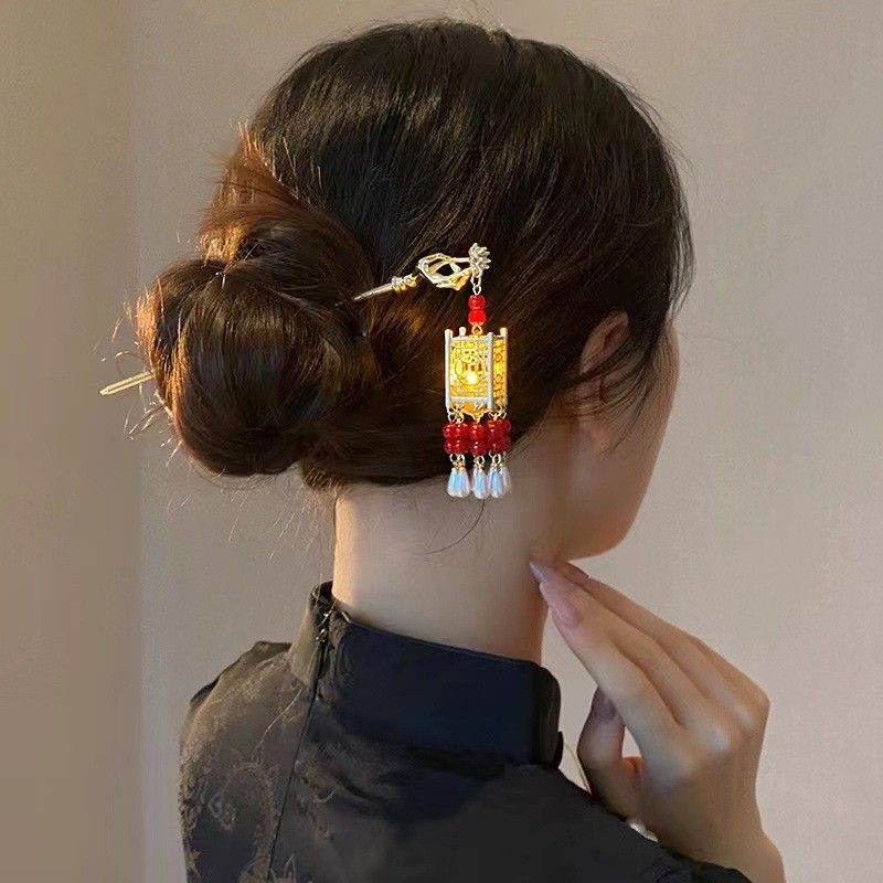 Chinese Traditional Gu Feng Palace Lantern Lotus Phoenix Light Up Hair ...