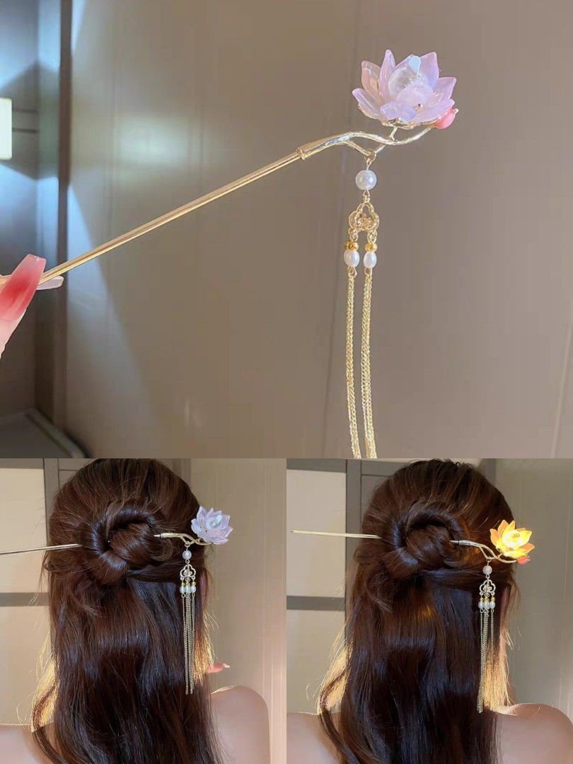 Chinese Traditional Gu Feng Palace Lantern Lotus Phoenix Light Up Hair ...