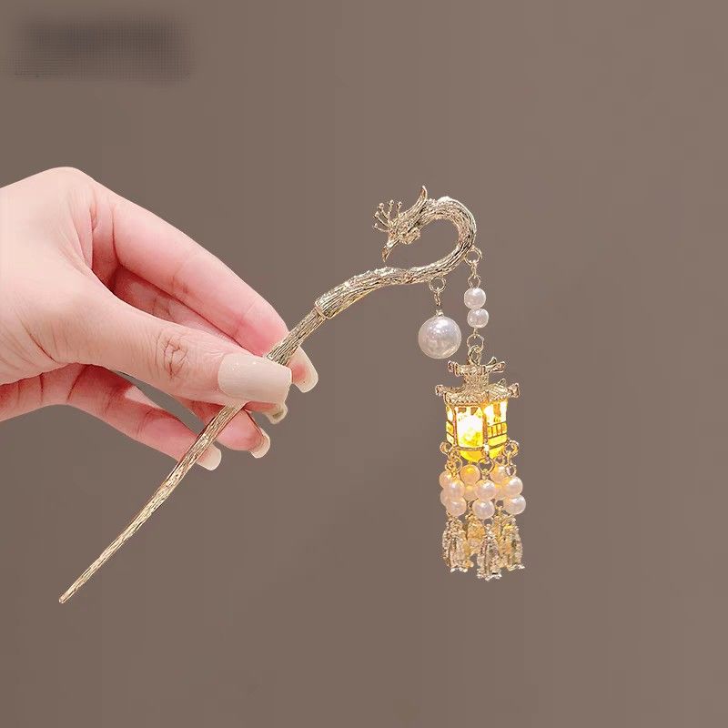 Chinese Traditional Gu Feng Palace Lantern Lotus Phoenix Light Up Hair ...