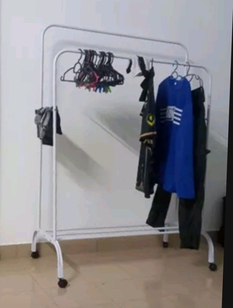 Cloth hanger railing Rack, Rak baju 1, 2 poles iron besi metal steel ...