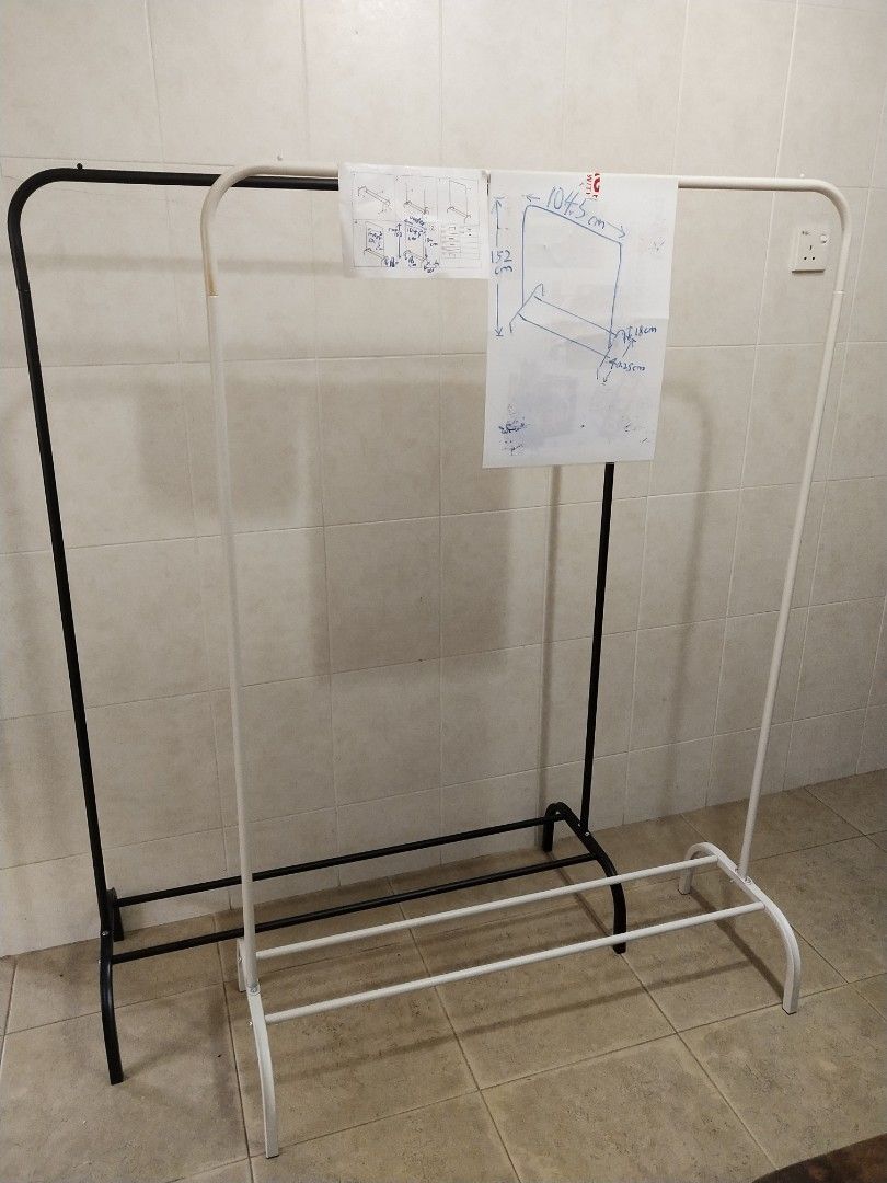 Cloth hanger railing Rack, Rak baju 1, 2 poles iron besi metal steel ...