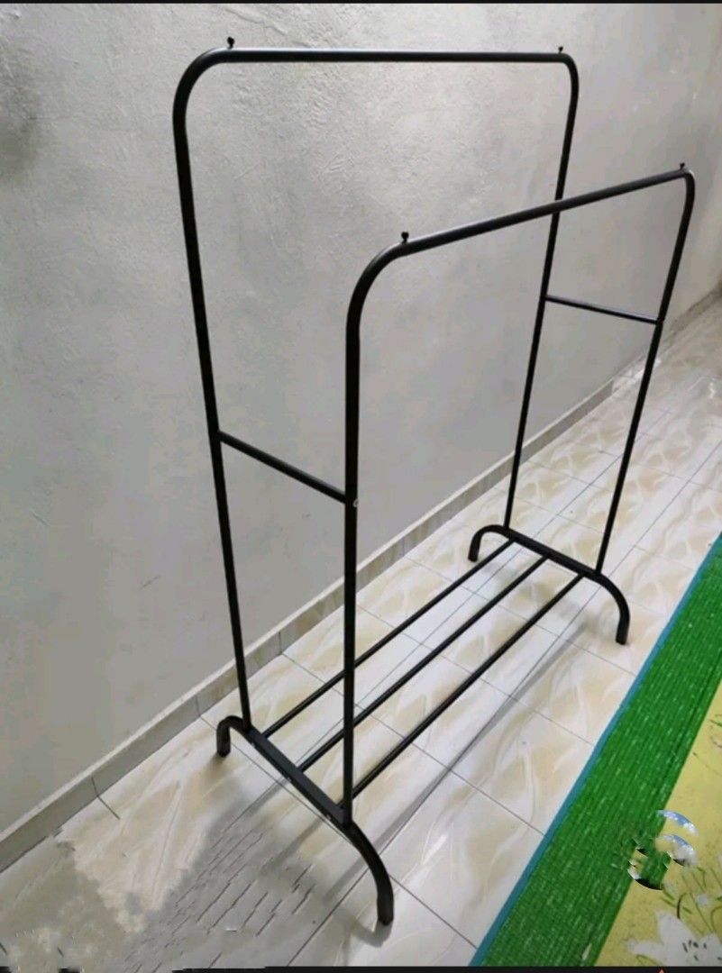 Cloth hanger railing Rack, Rak baju 1, 2 poles iron besi metal steel ...